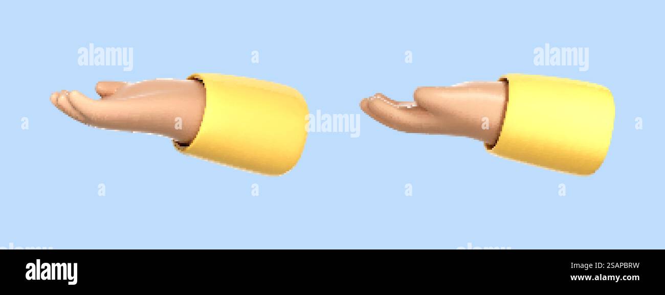 Giving hand gesture with empty open palm. Icon with 3D cartoon human ...