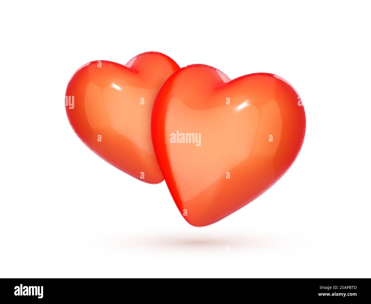 Two realistic red hearts isolated on white. Valentines day concept ...