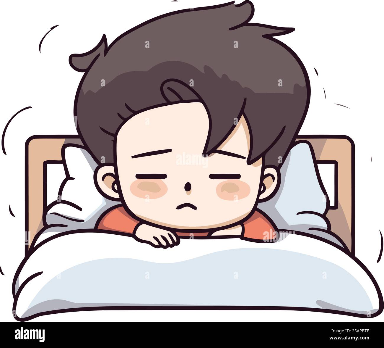 Cute boy sleeping in bed. Vector illustration in cartoon style Stock ...