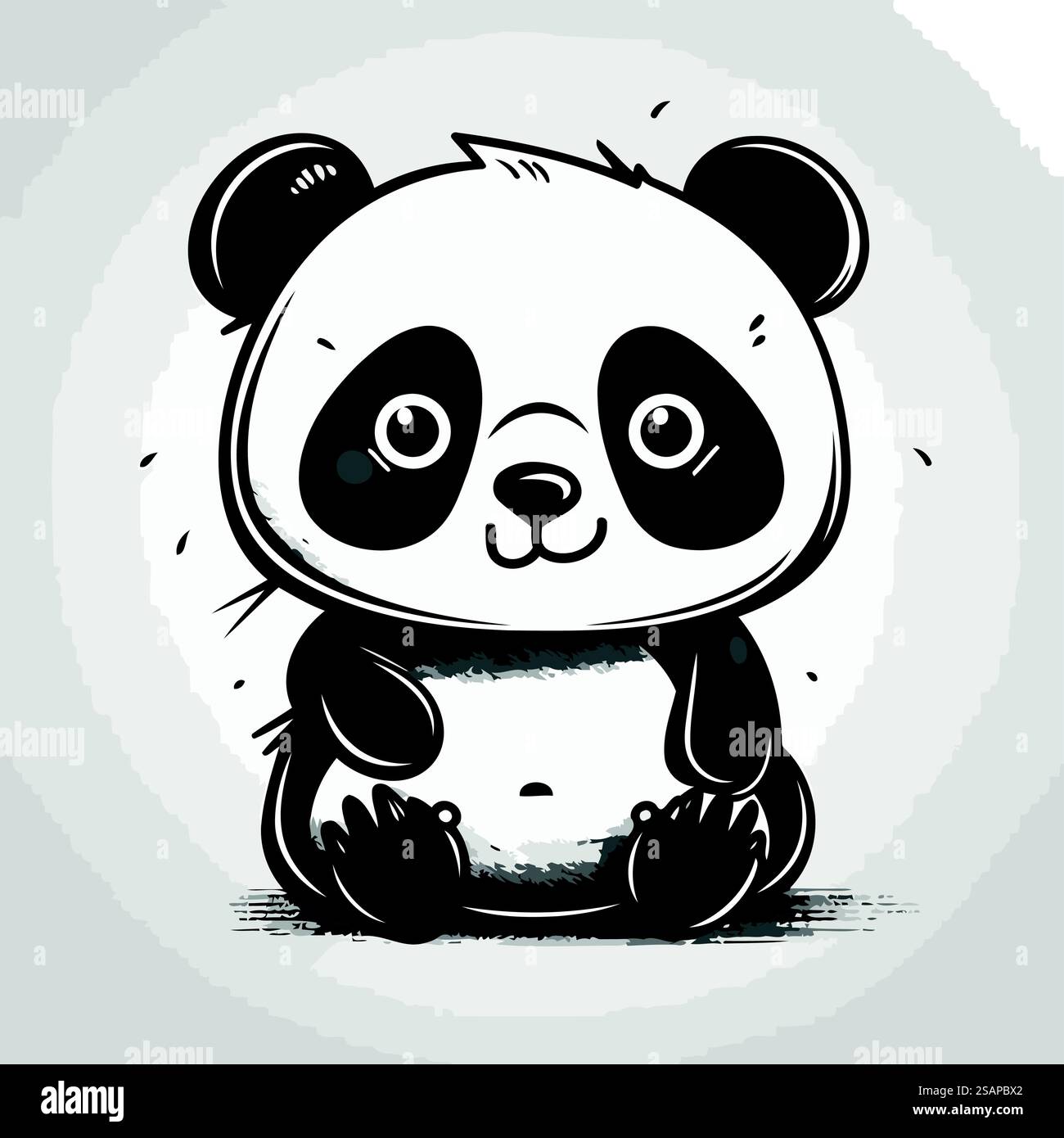 Cute panda. Hand drawn vector illustration in cartoon style Stock ...