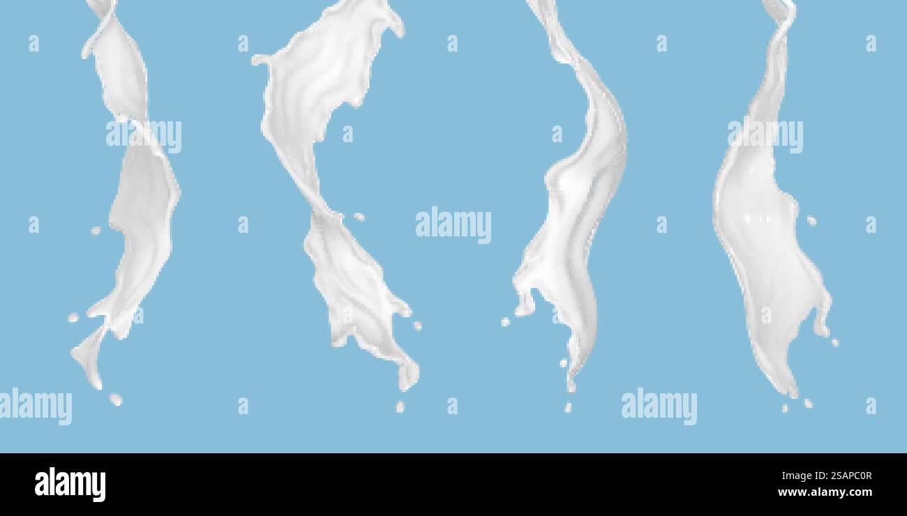Splashes of milk or white liquid isolated on blue background. Liquid ...