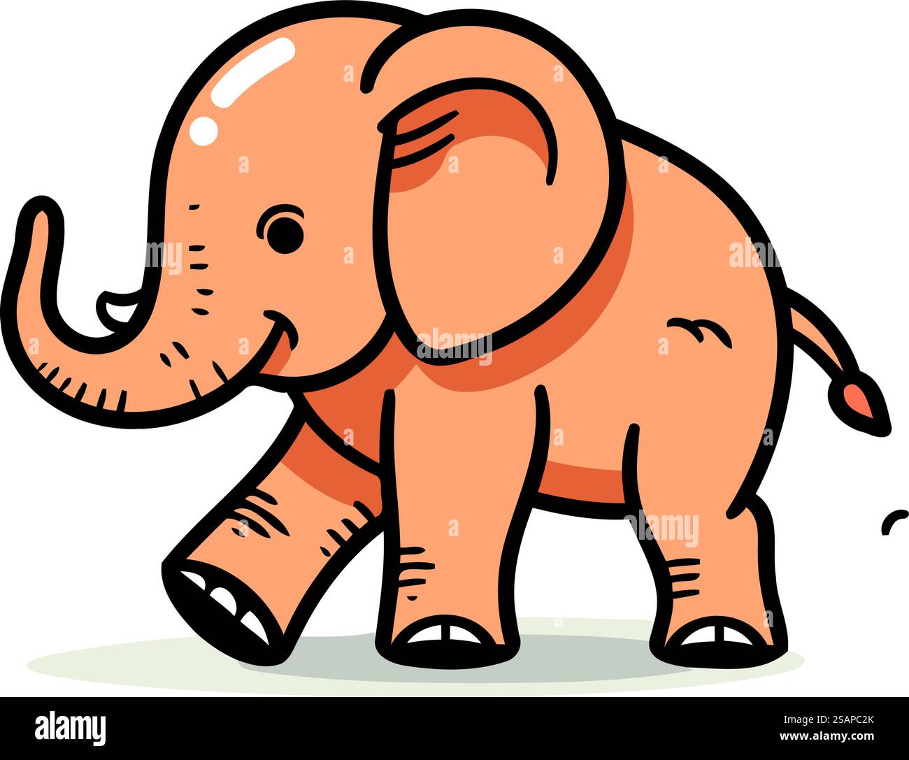 Cute cartoon elephant. Vector illustration isolated on a white ...