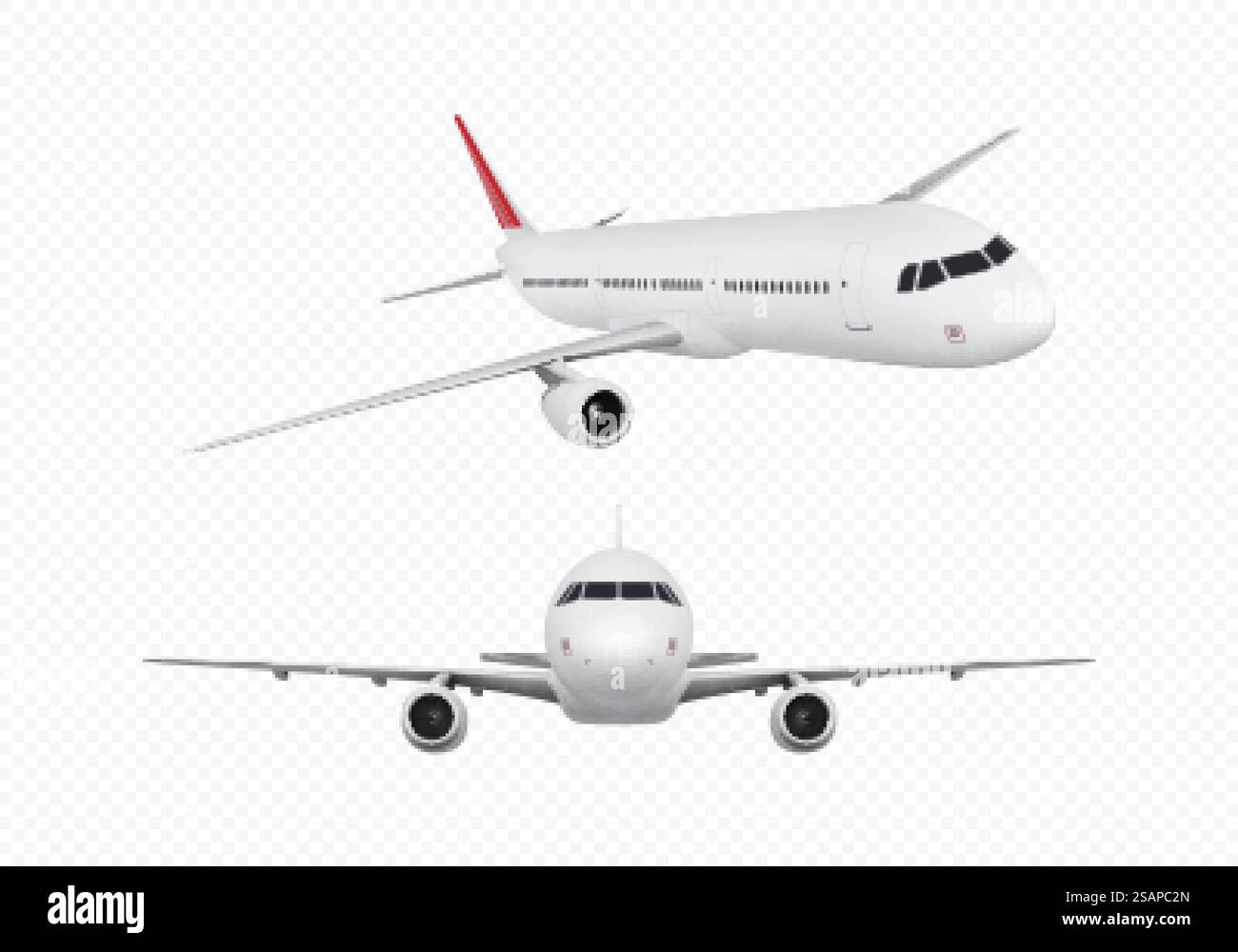 Set of airplanes isolated on transparent background. Vector realistic ...