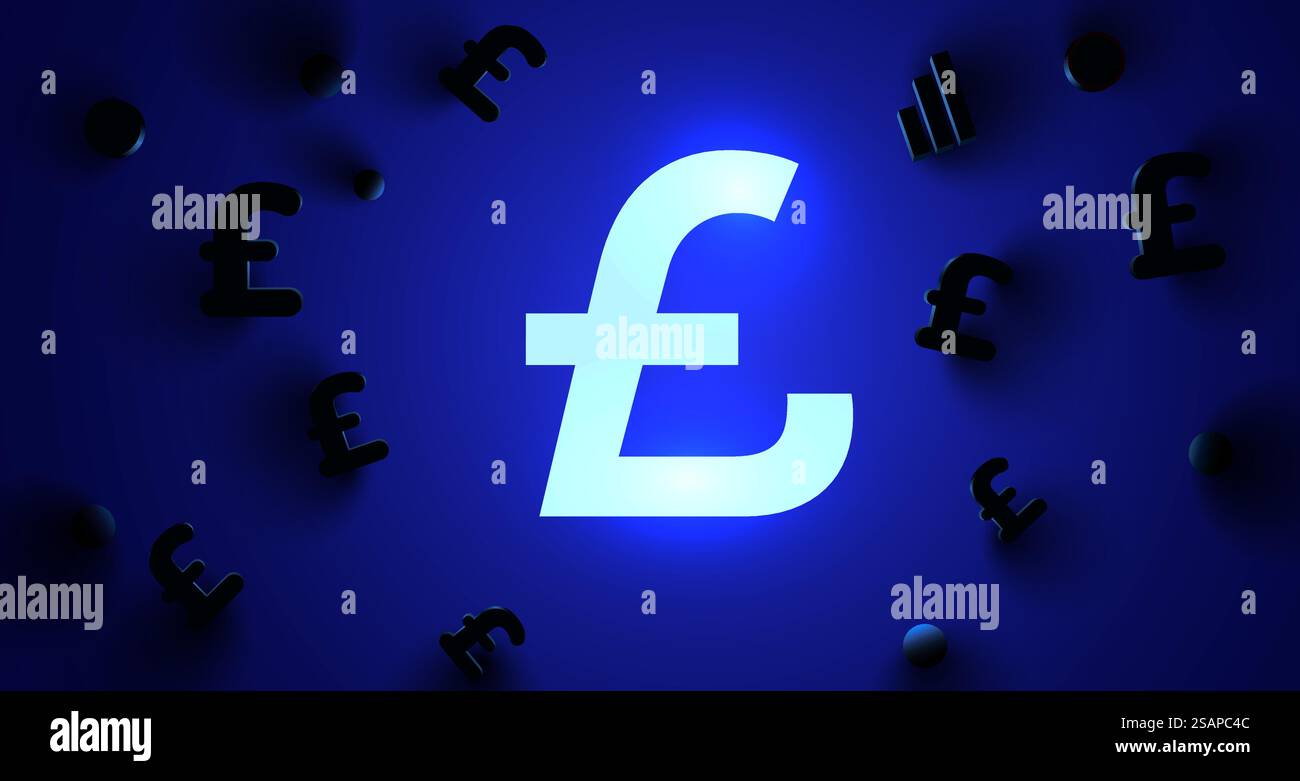 Pound sterling sign neon light dark banner. Vector illustration. Pound ...