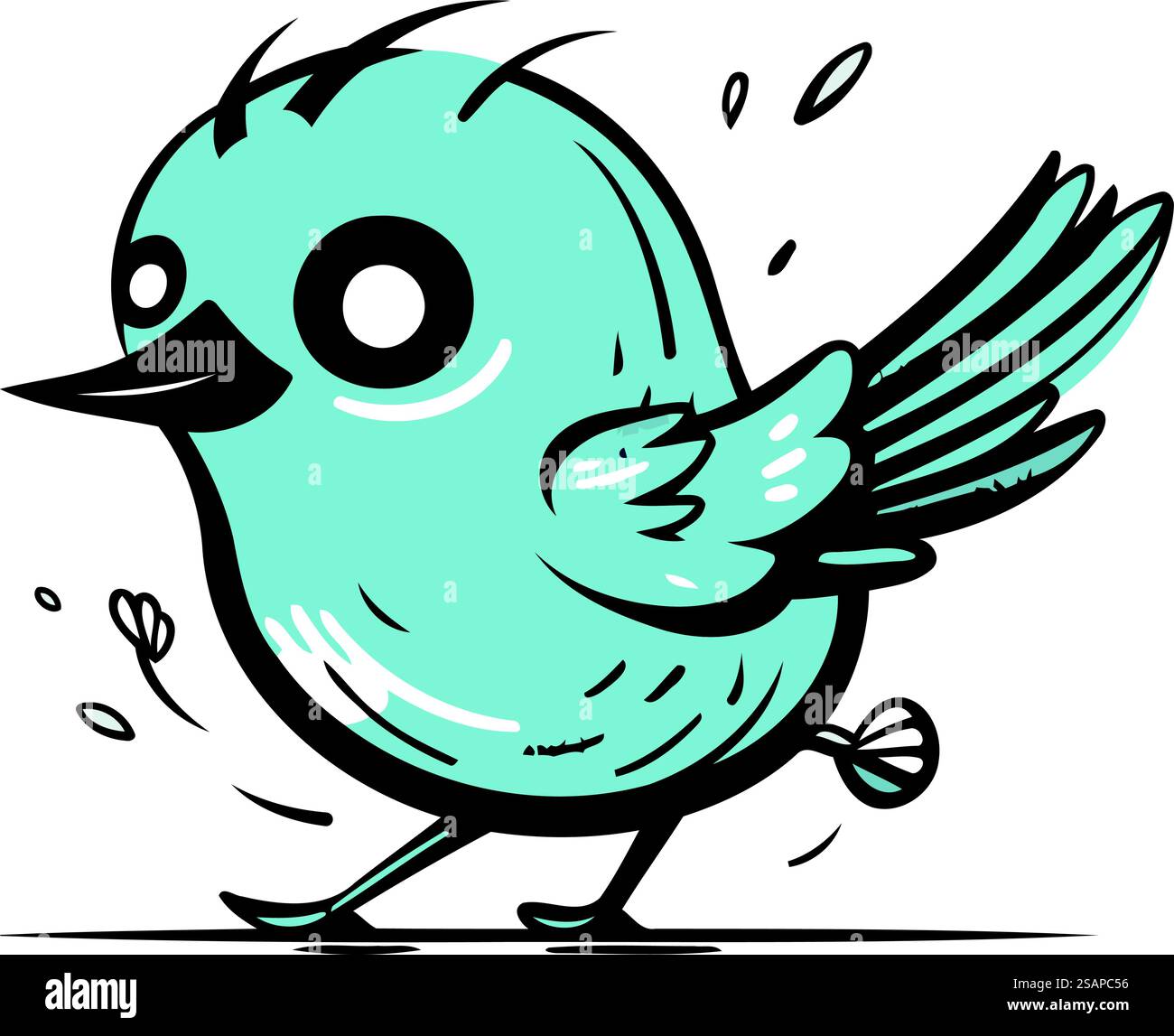 Cute blue bird on white background. Vector illustration in cartoon ...