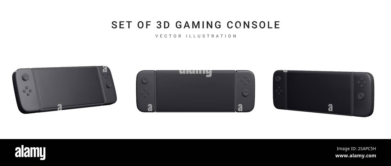 Set of 3d realistic console isolated on white background. Video games ...