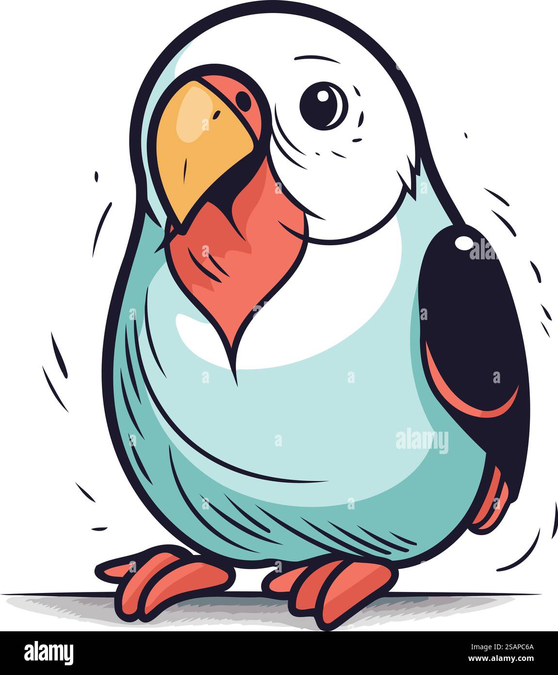 Cute cartoon parrot. Vector illustration. Isolated on white background ...