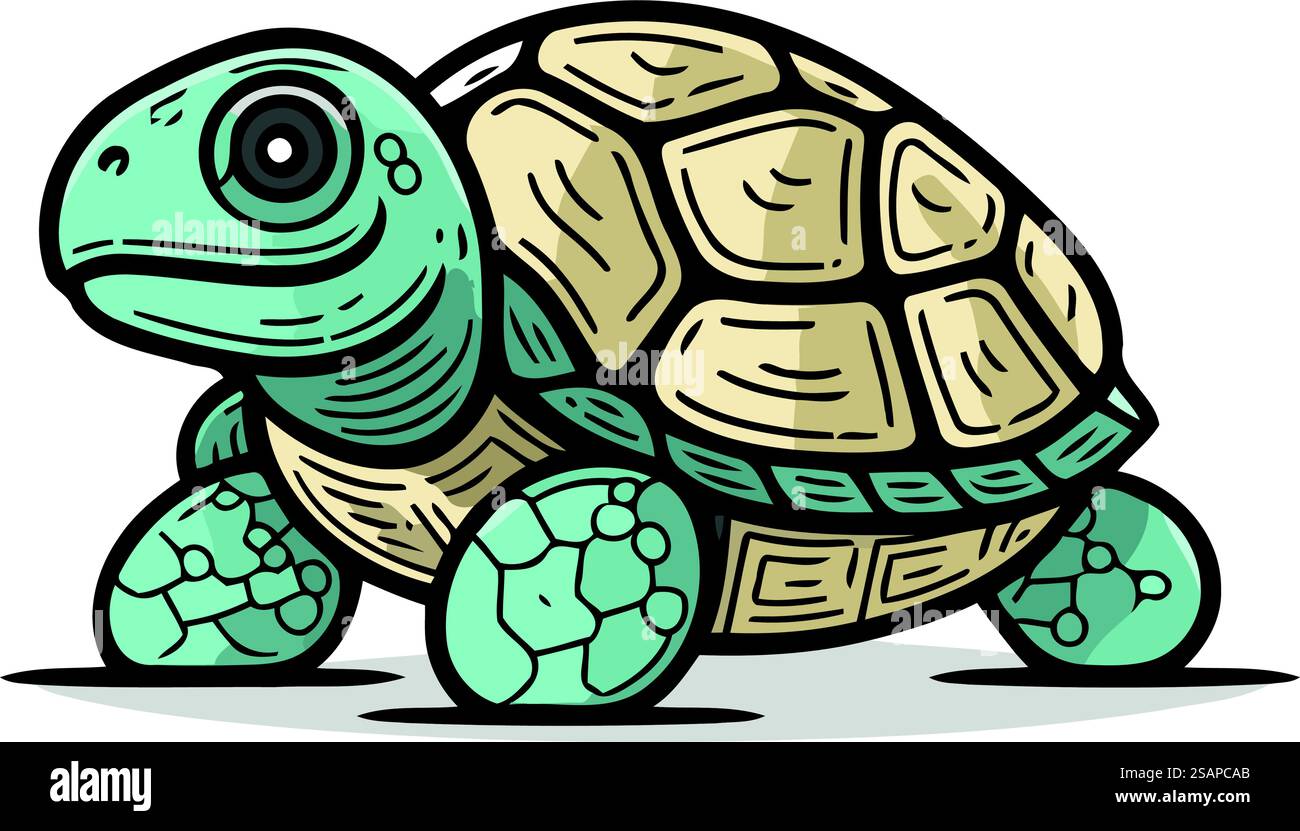 Cartoon turtle vector illustration. Isolated on a white background ...