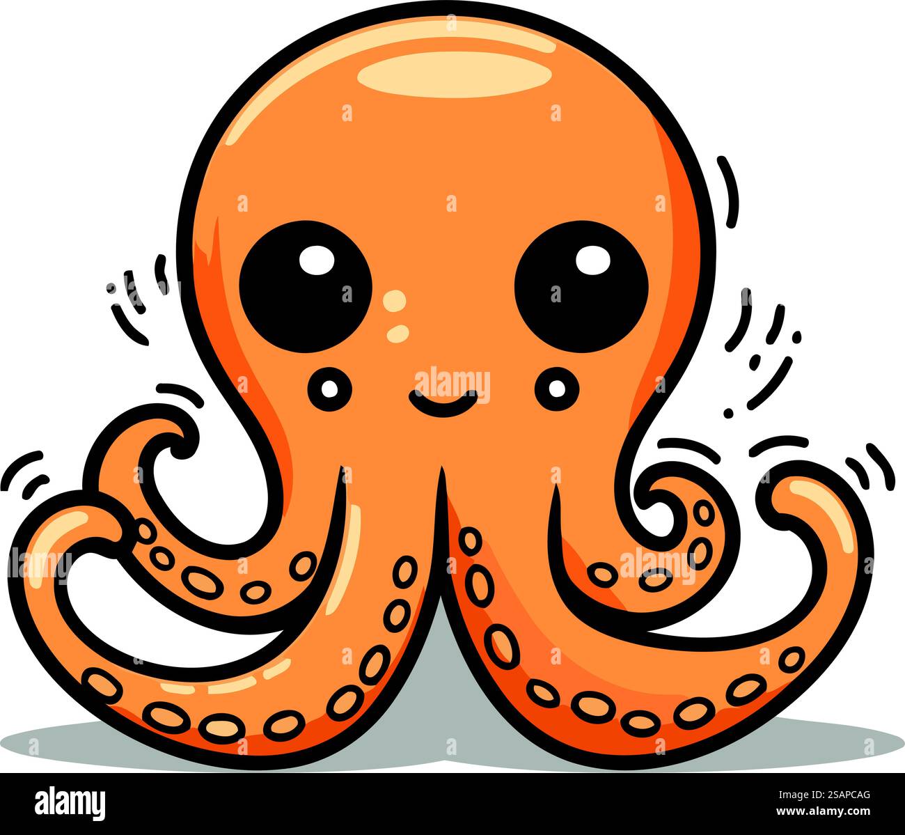 Octopus cartoon character isolated on white background. Cute vector ...