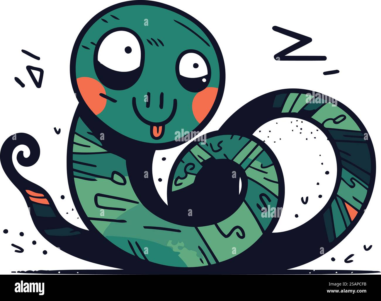 Cute cartoon snake. Vector illustration isolated on a white background ...