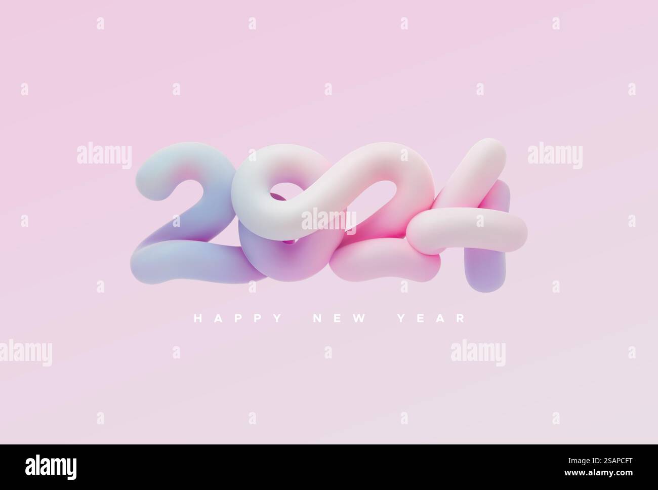 Happy New 2024 Year. Vector holiday illustration. 3d lettering of 2024 inflate numbers. Abstract ...