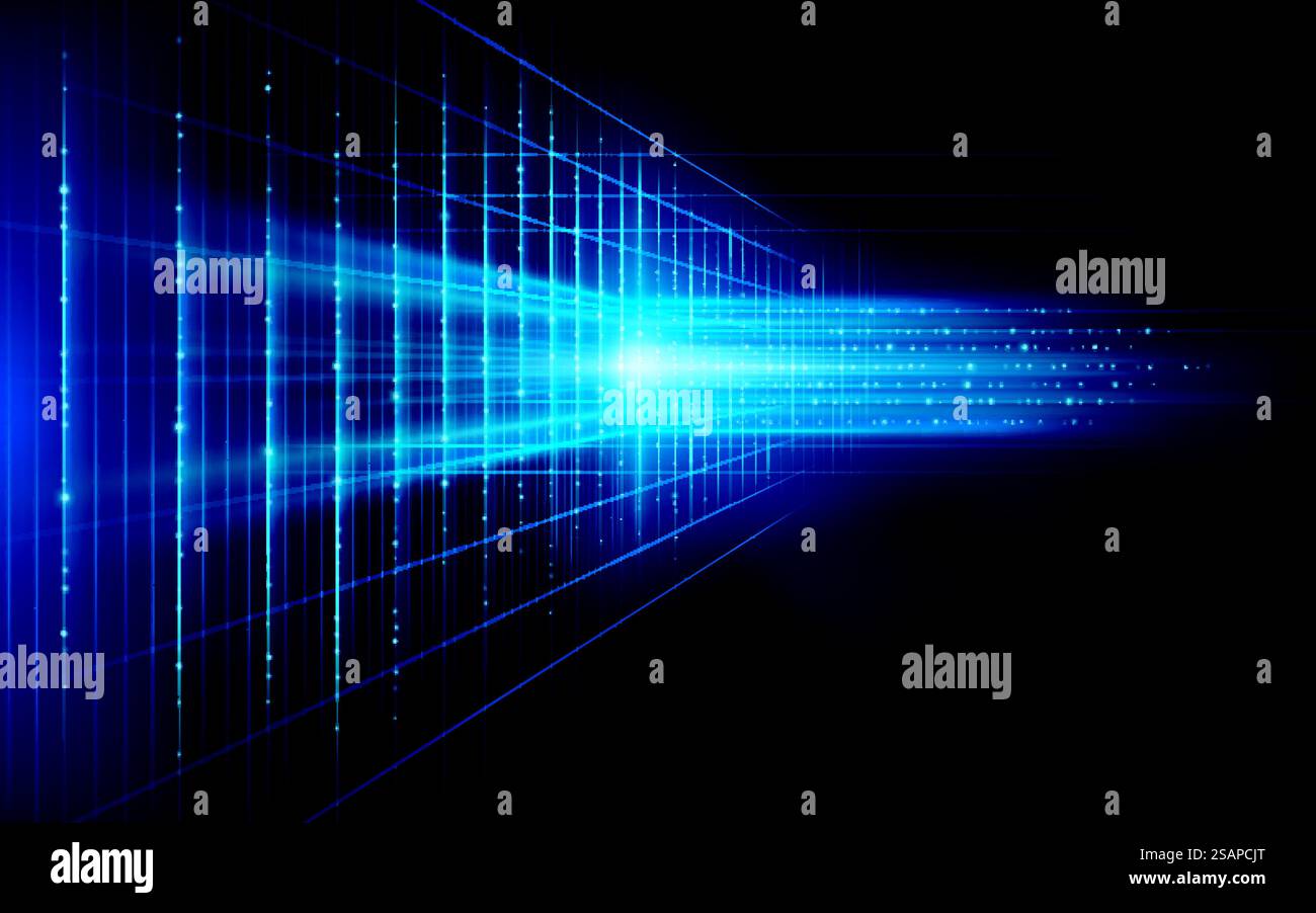Abstract Technology blue light lines perspective moving to lighting ...