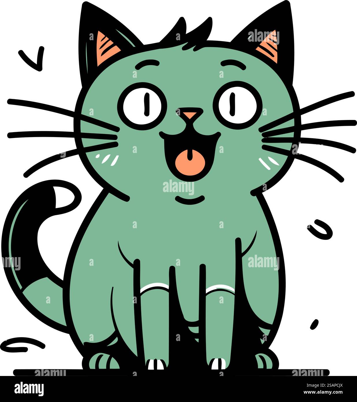 Cute cartoon cat. Vector illustration in doodle style Stock Vector ...