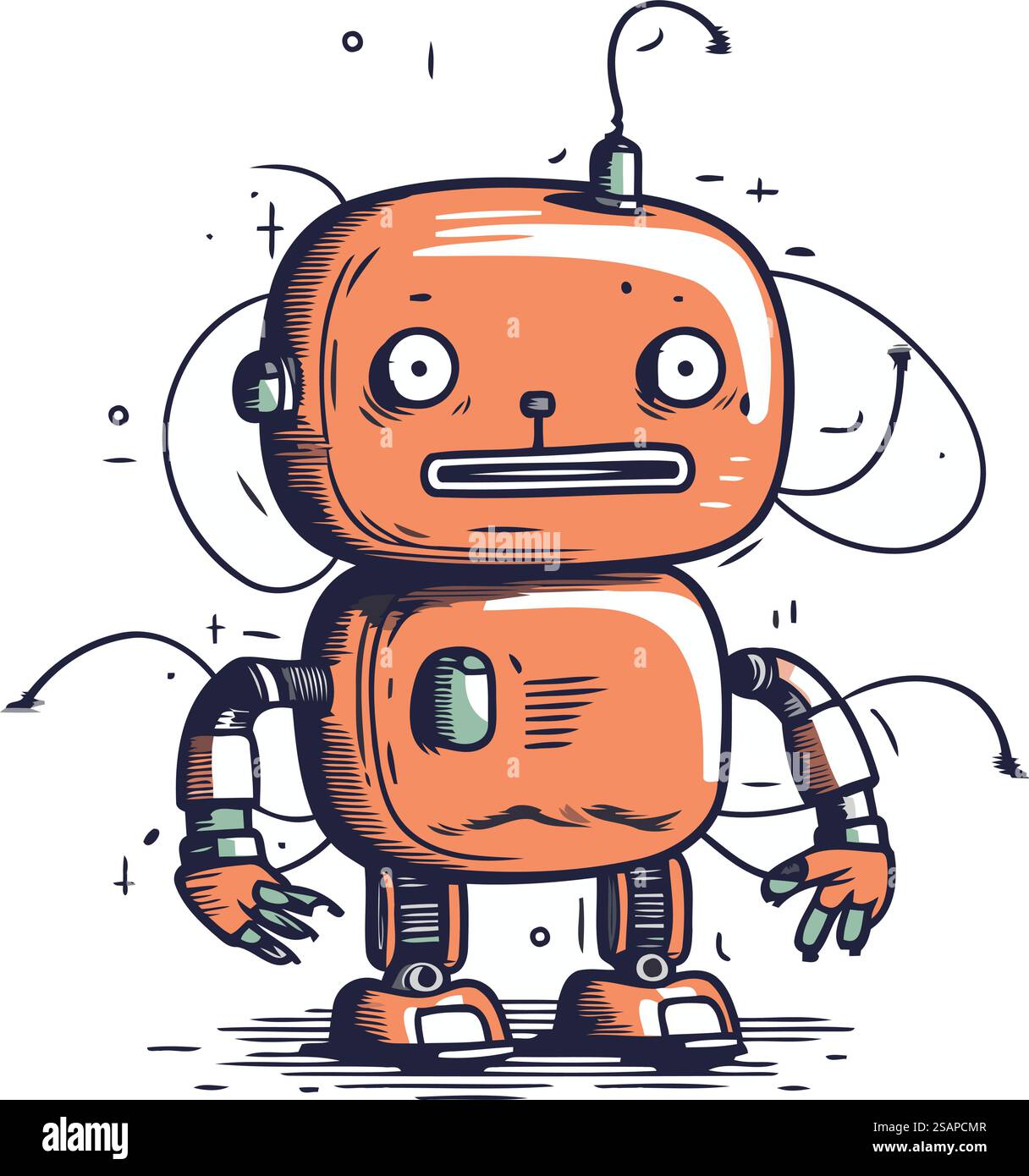 Cute cartoon robot. Vector illustration. Isolated on white background ...