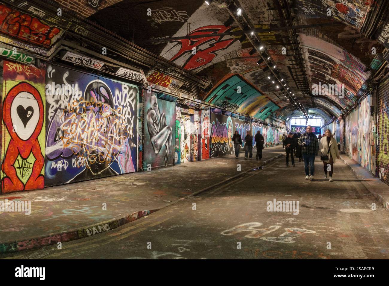 General view of the constantly changing graffiti artwork in Leake ...