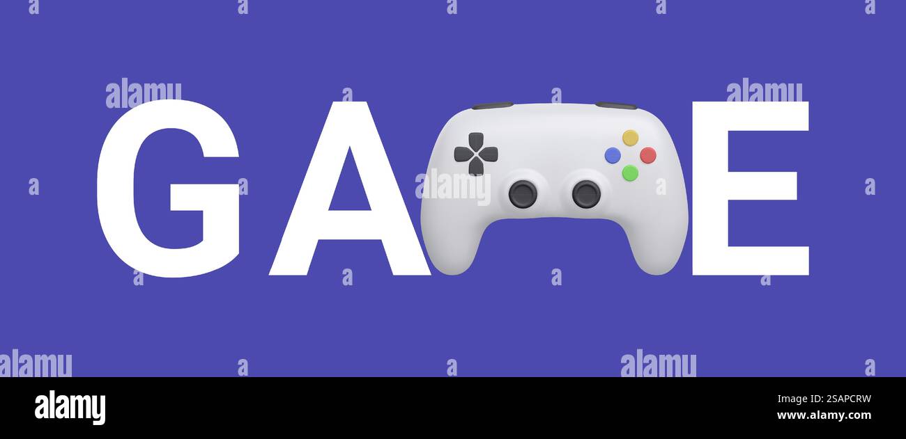 3d realistic video games and gaming time concept. Vector illustration ...