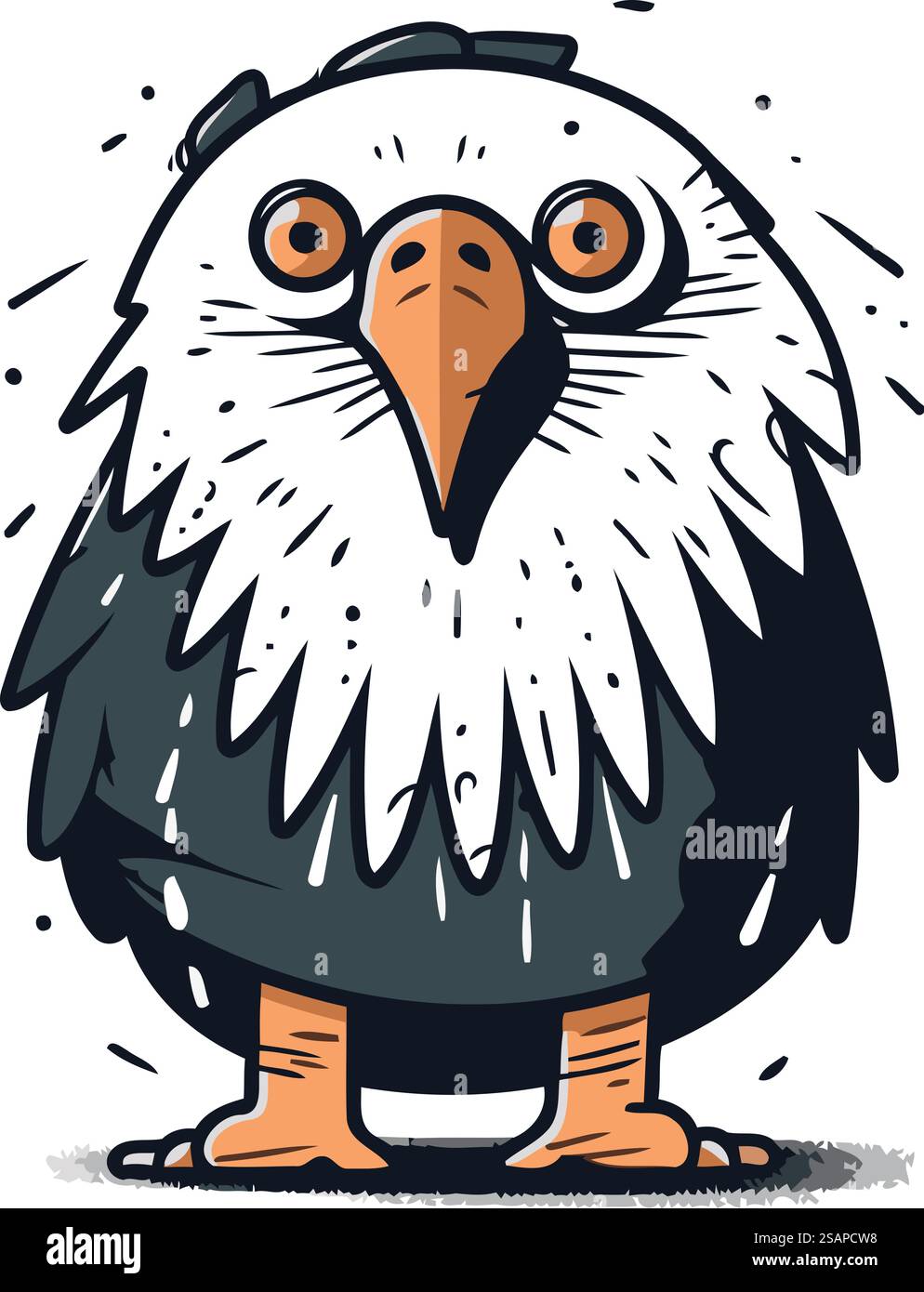 Cute cartoon bald eagle. Vector illustration isolated on white ...