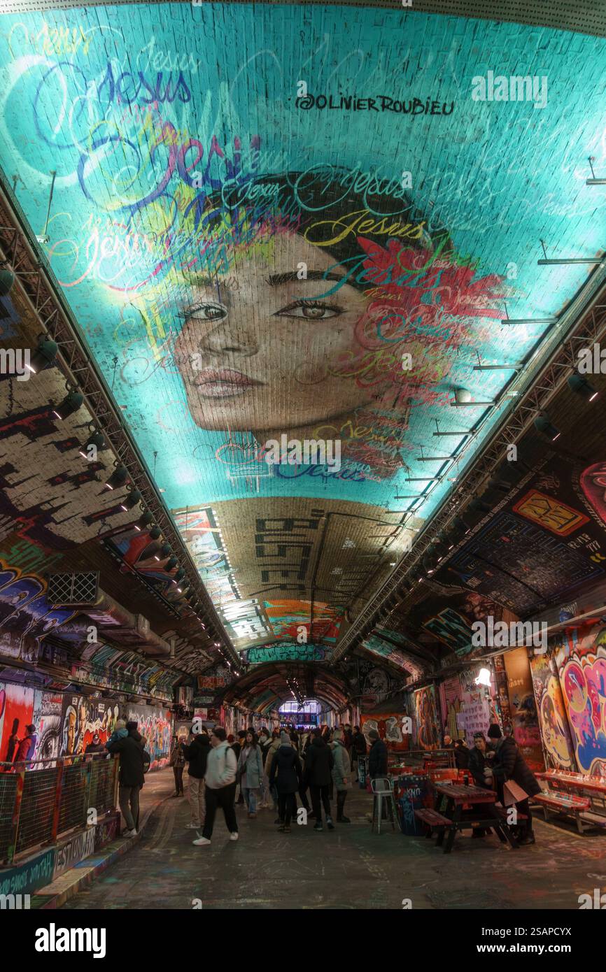 General view of the constantly changing graffiti artwork in Leake ...