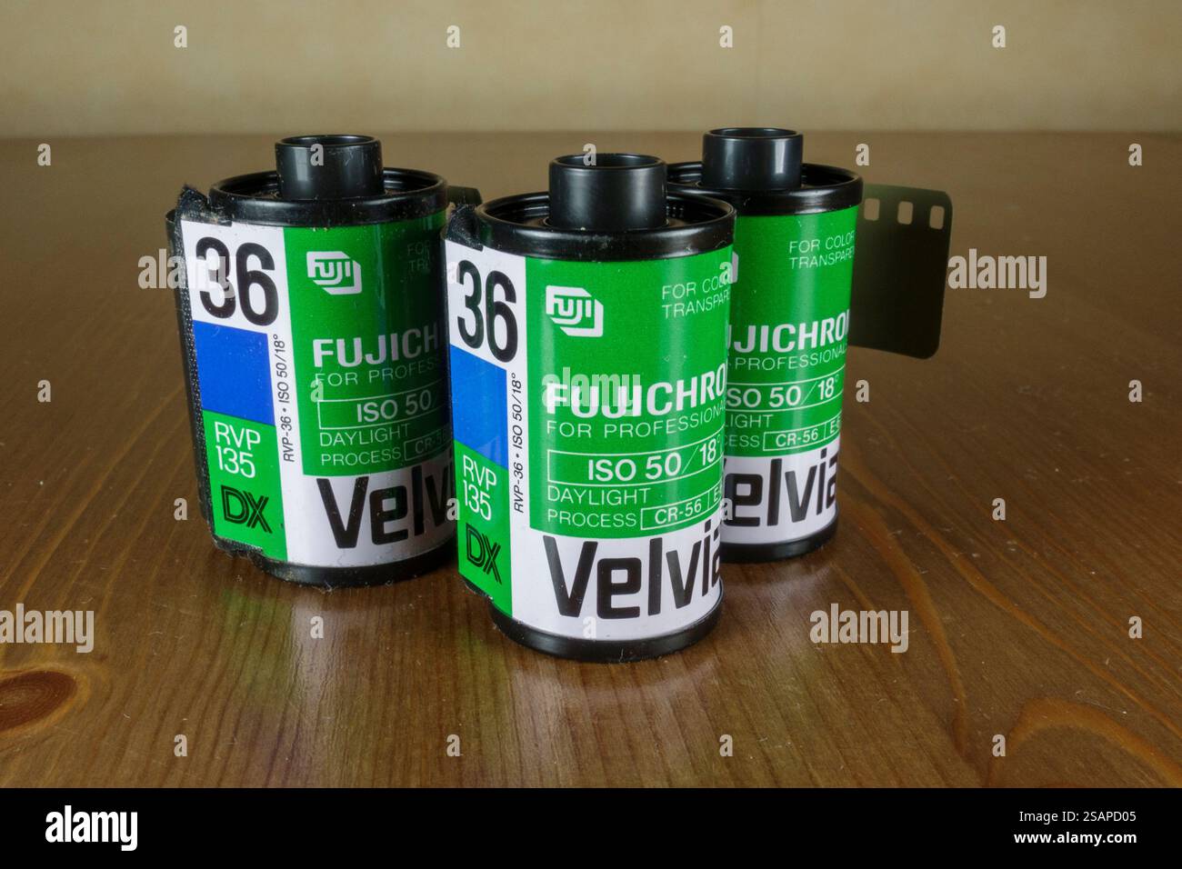 Rolls of Fujichrome Velvia 35mm slide film (36 exposures Stock Photo ...