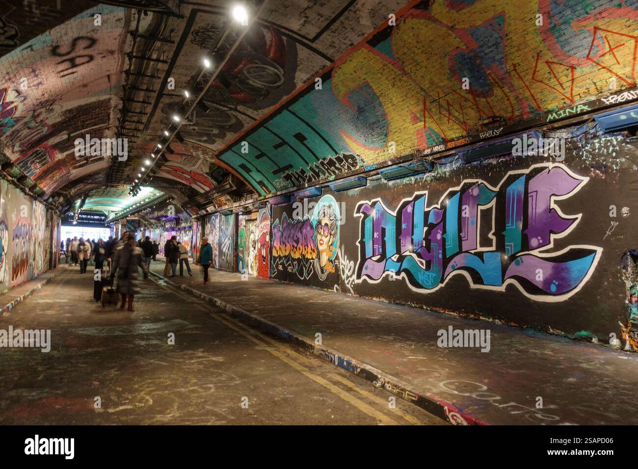 General view of the constantly changing graffiti artwork in Leake ...
