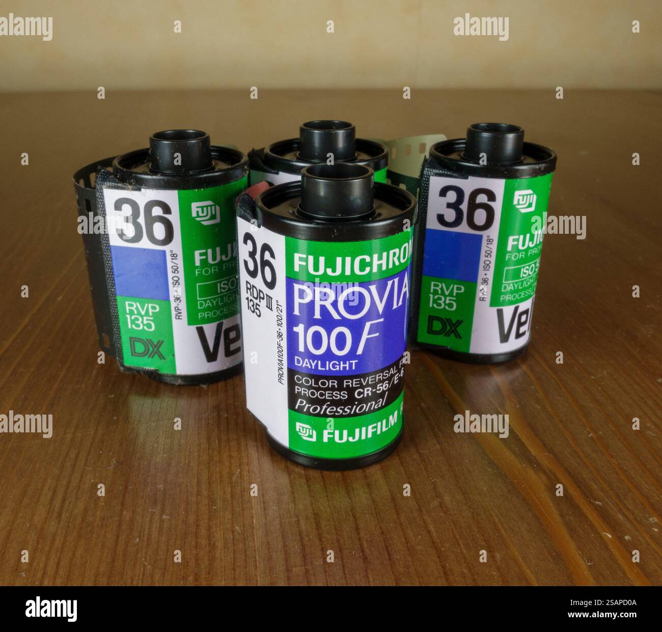 Rolls of Fujichrome film including Provia 100F and Velvia ISO 50 35mm slide film Stock Photo - Alamy