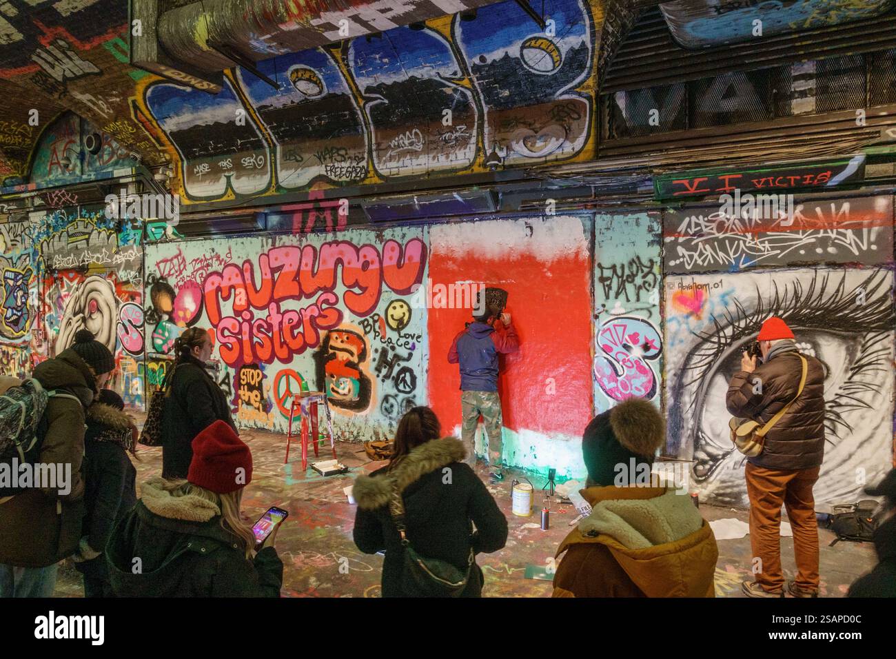 General view of the constantly changing graffiti artwork in Leake ...