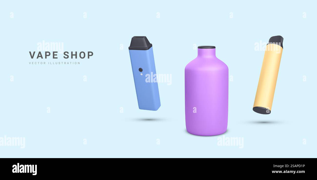 3d realistic promotion banner with disposable electronic cigarettes ...