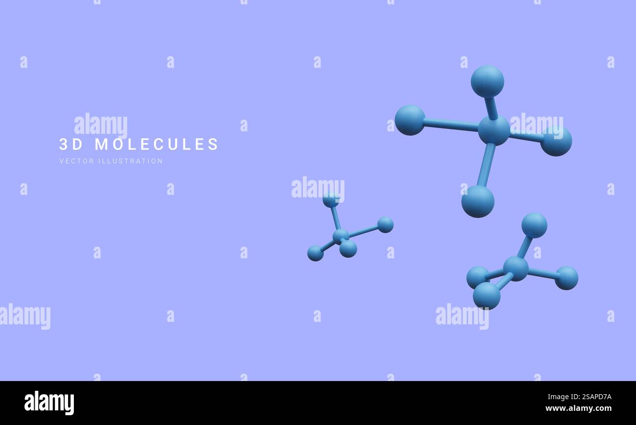 3d realistic abstract molecules isolated on background. Scientific ...