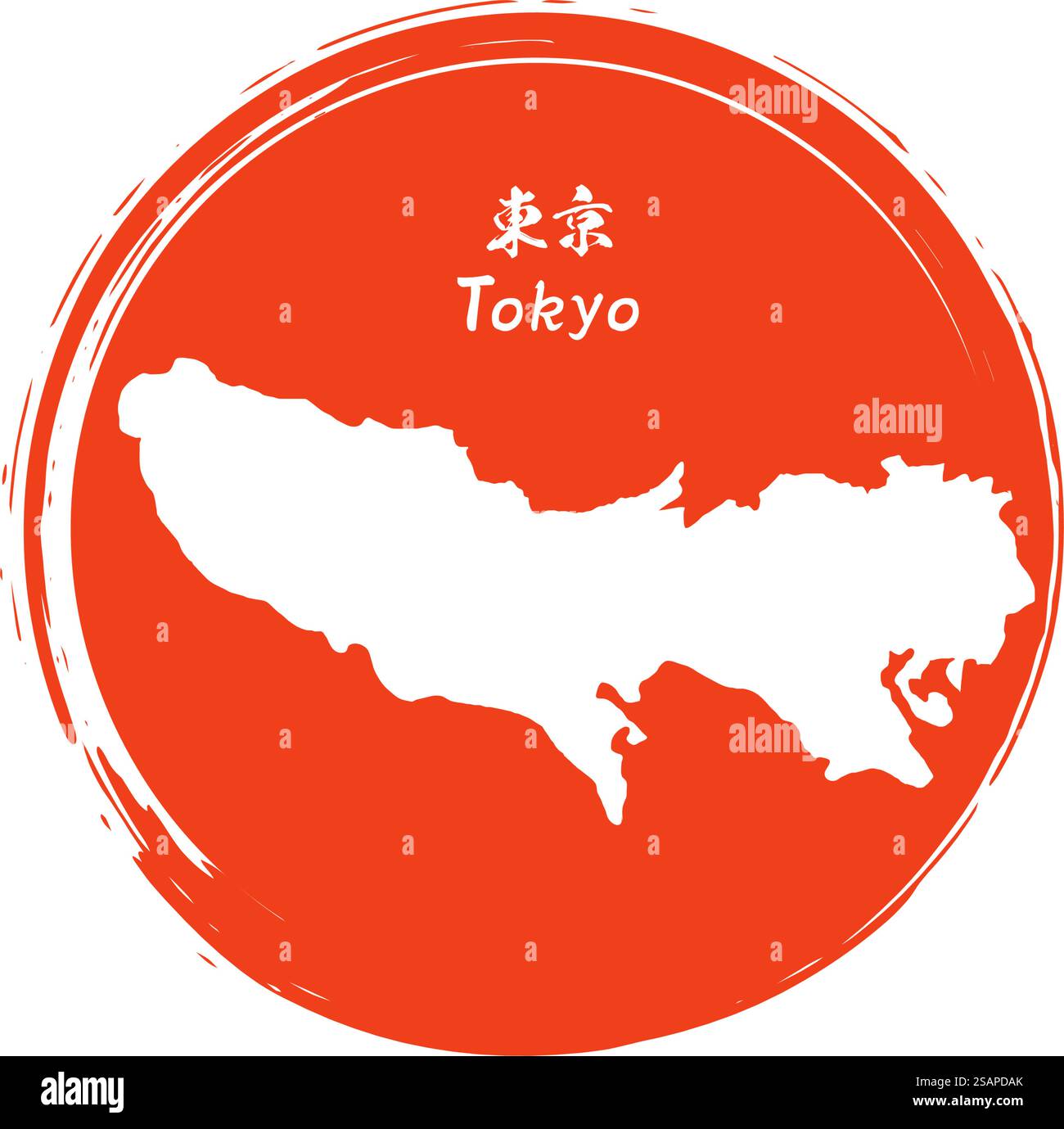 The Japanese flag with brushstrokes of the rising sun and map of Tokyo ...