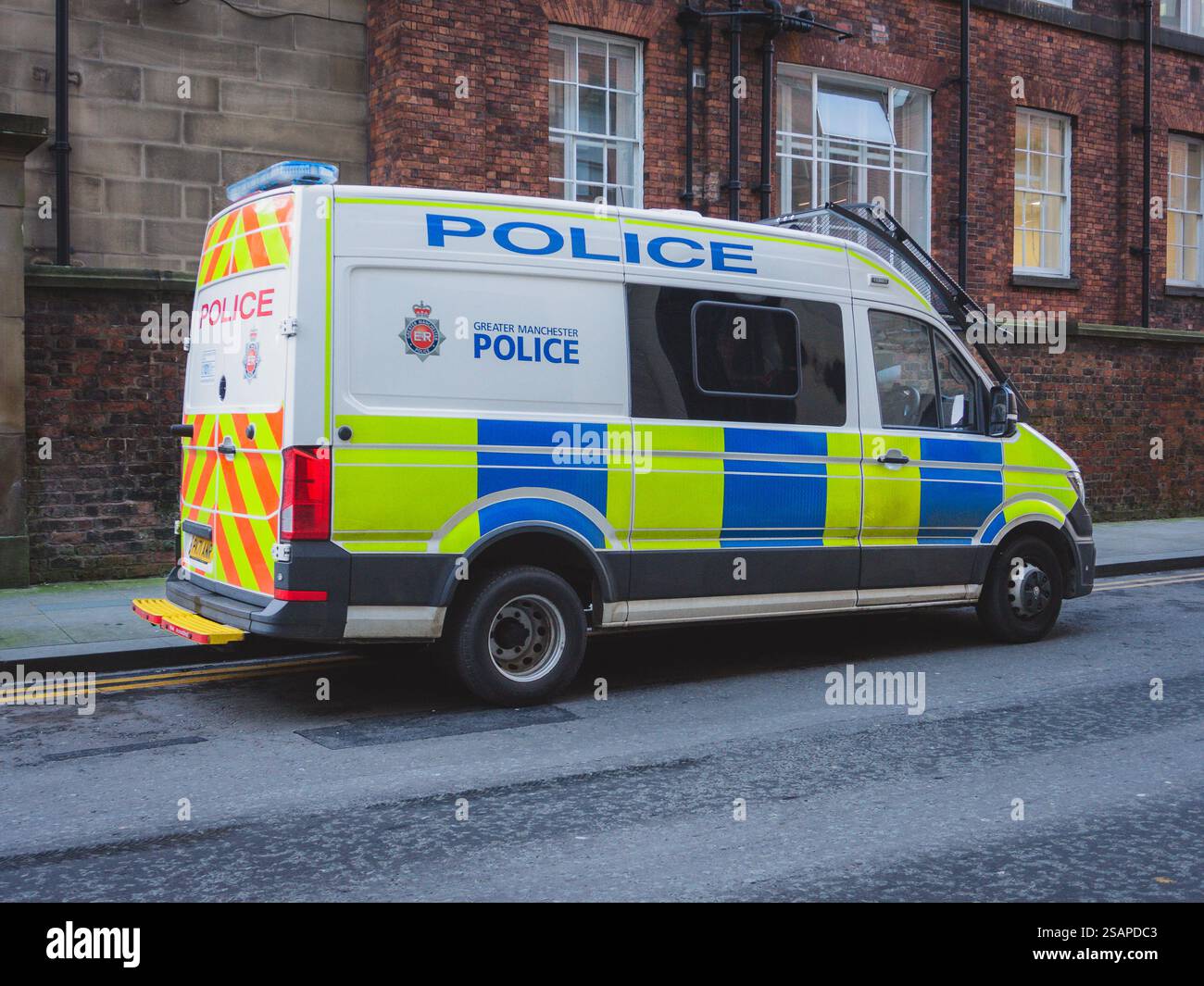 Manchester police car/van responding to inner city crime Stock Photo ...