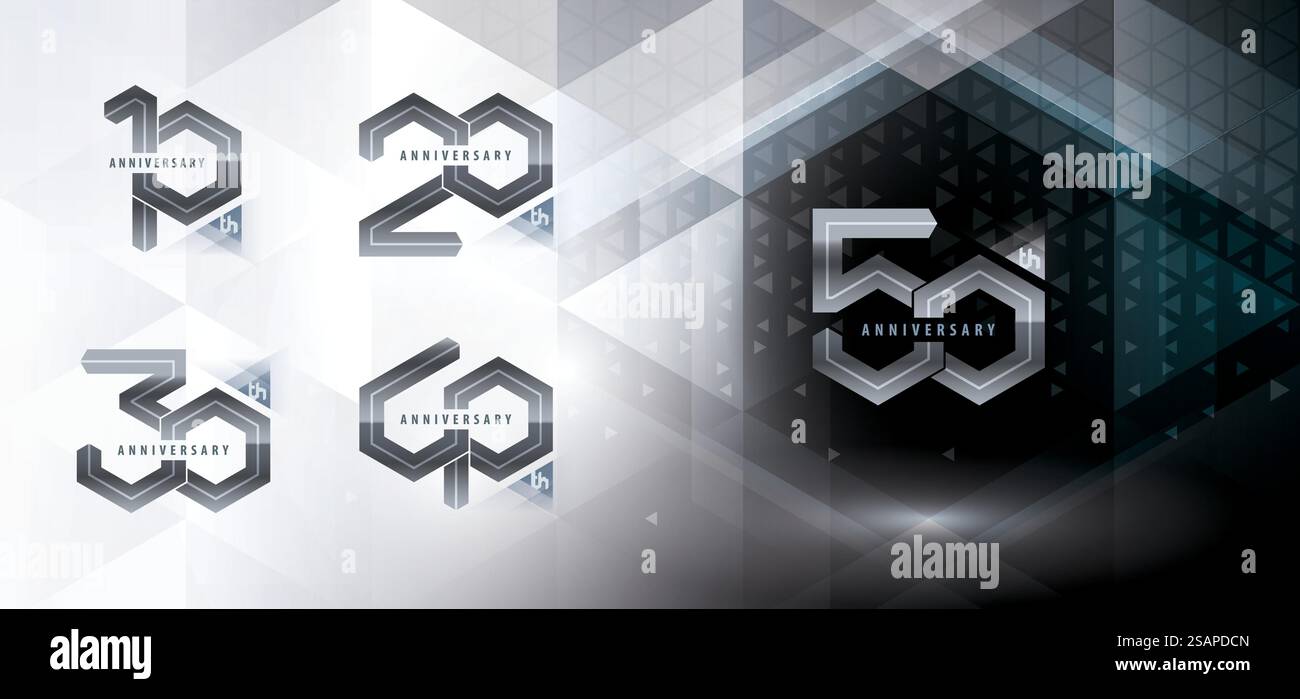 Set of 10 to 50 years Anniversary logotype design, Ten to Fifty years ...