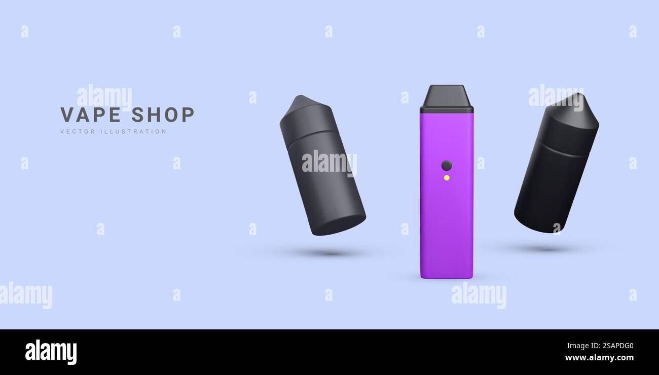 3d realistic promotion banner with disposable electronic cigarettes ...