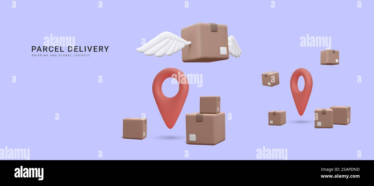 3d realistic banner for shipping and global logistic. Concept for fast ...