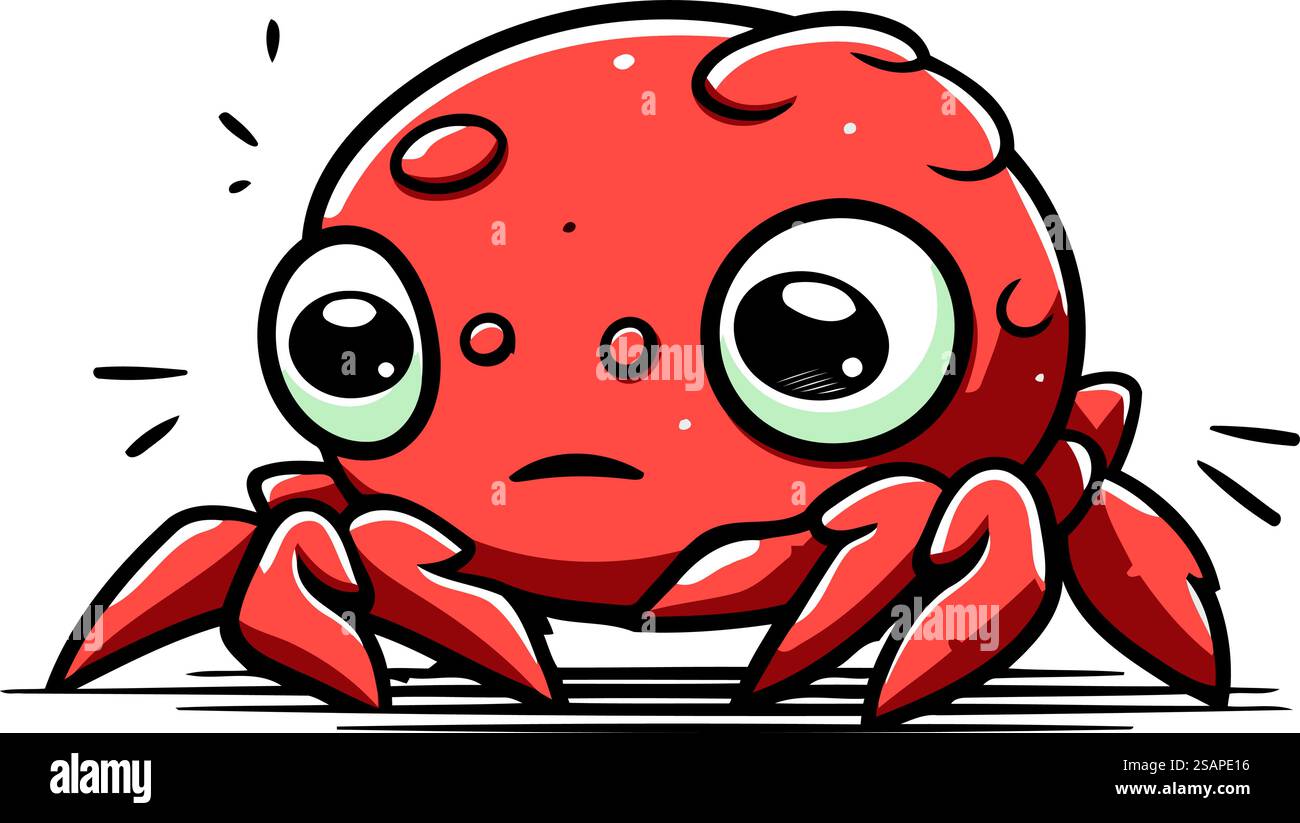 Cute cartoon crab. Vector illustration. Isolated on white background ...