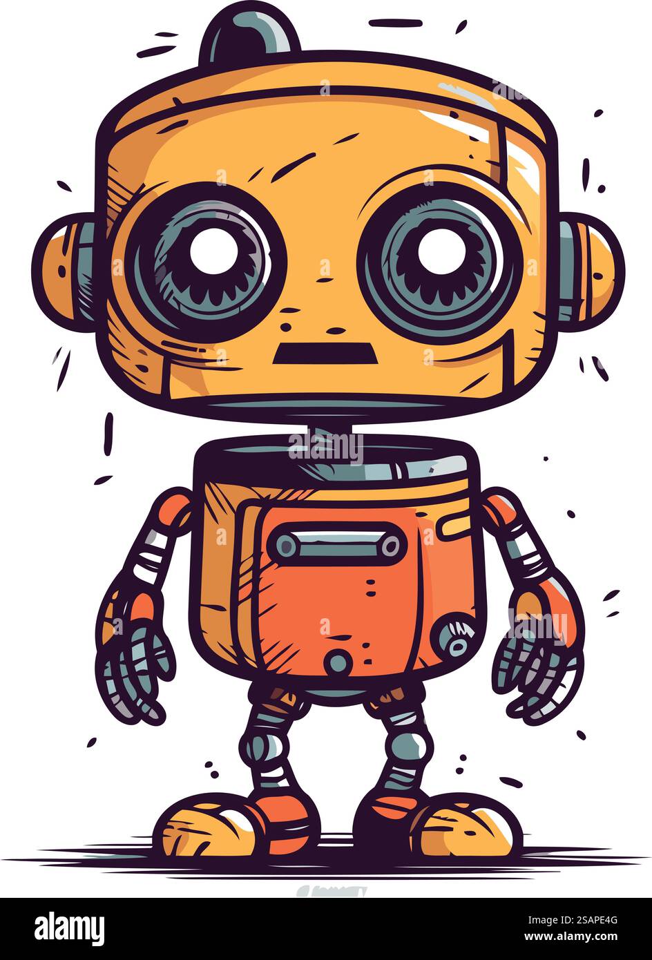 Cute cartoon robot. Vector illustration. Isolated on white background ...