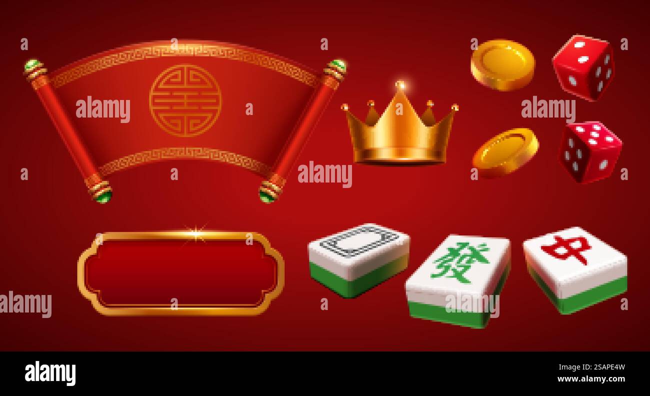 3D CNY mahjong game element set Stock Vector Image & Art - Alamy