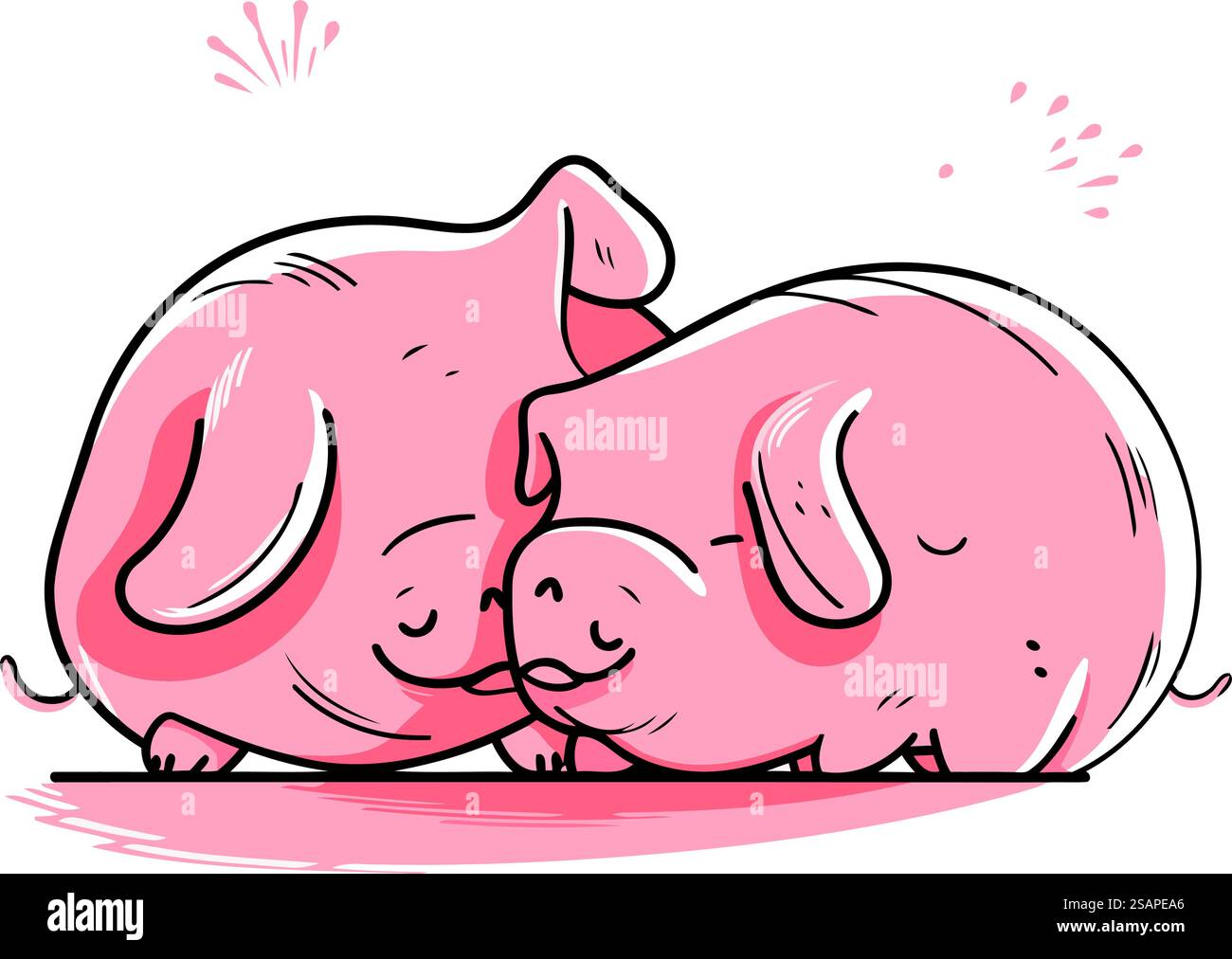 Vector illustration of two cute sleeping pigs. Isolated on white background Stock Vector Image ...