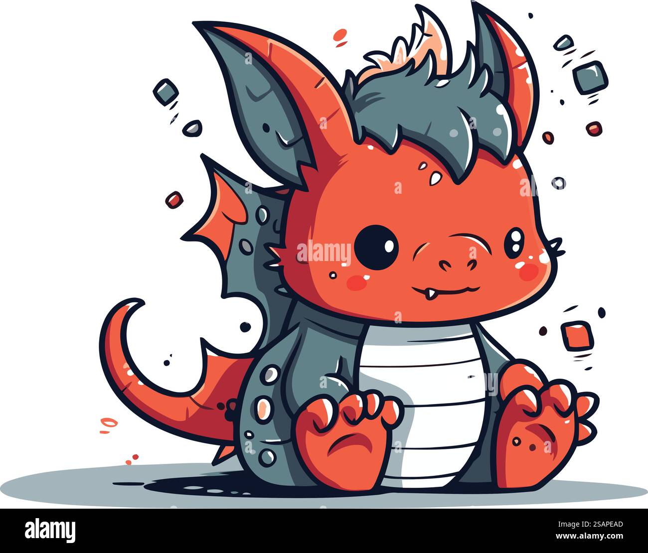 Vector illustration of a cute cartoon dragon. Isolated on white ...