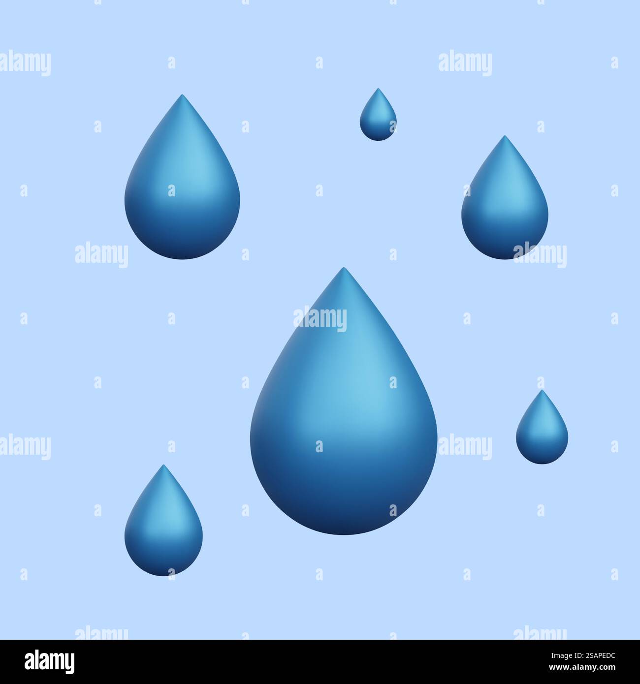 3d realistic water drops isolated on blue background. Raindrops. Vector ...