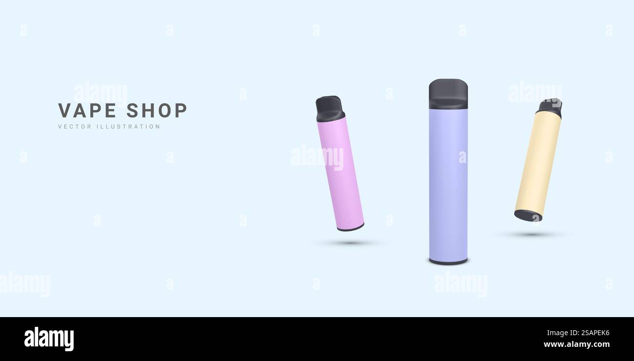 3d realistic promotion banner with disposable electronic cigarettes ...
