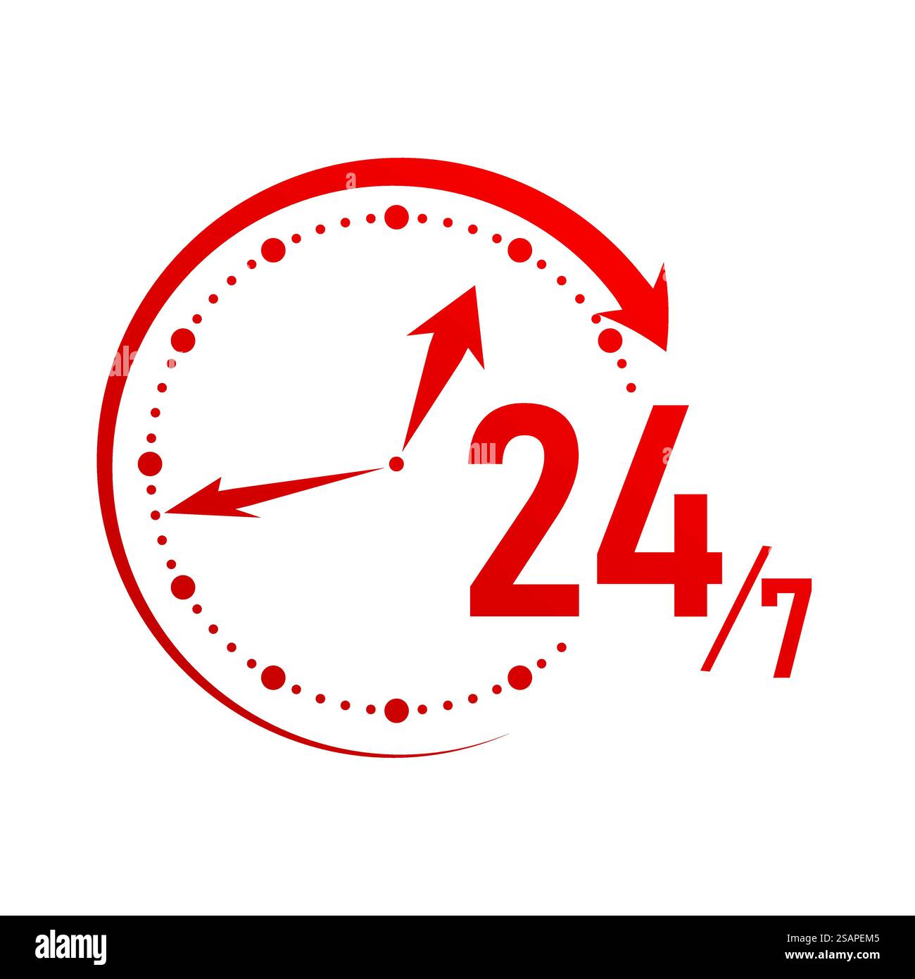 Round the clock, 24/7 service icon, monochrome style. Vector ...