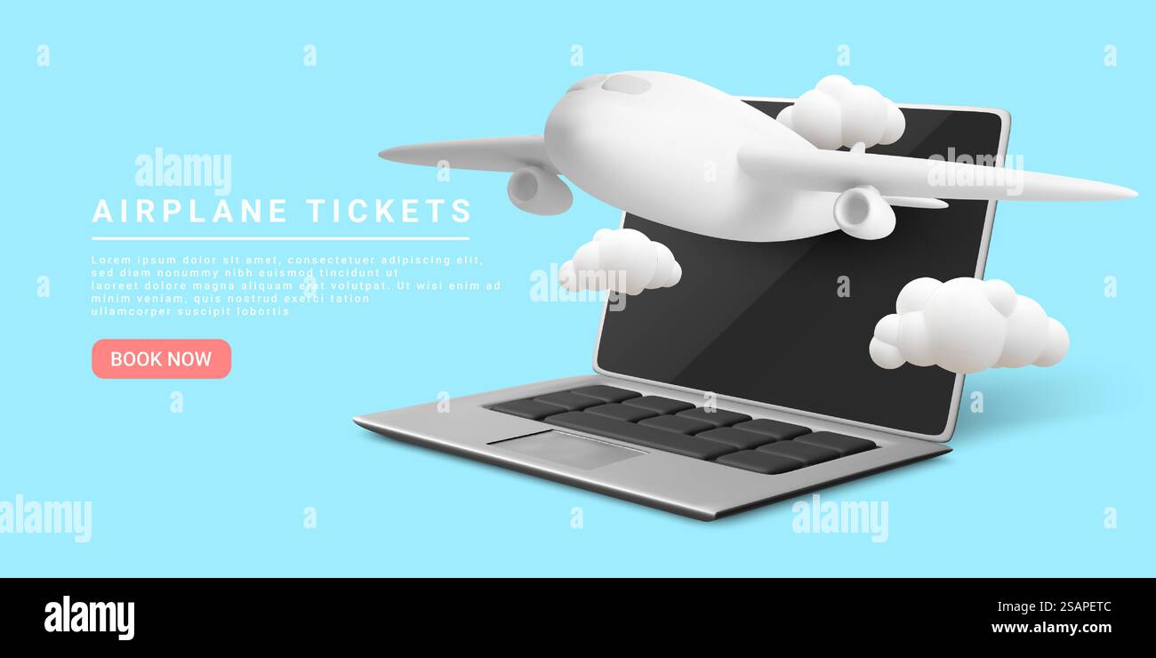Travel and flight ticket advertising template with airplane. Concept ...