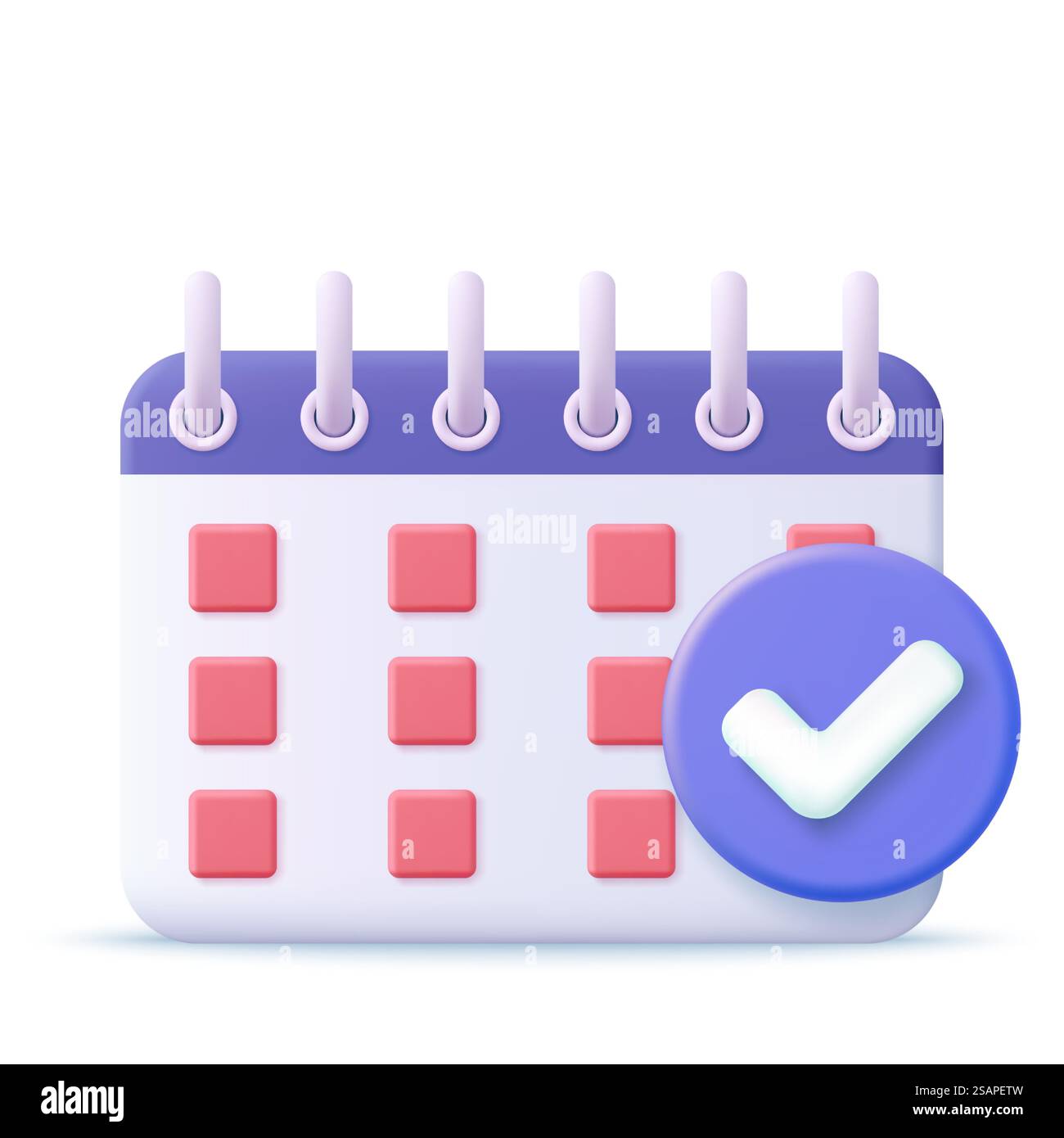 3d Calendar assignment icon with check sign. Planning concept. Day ...