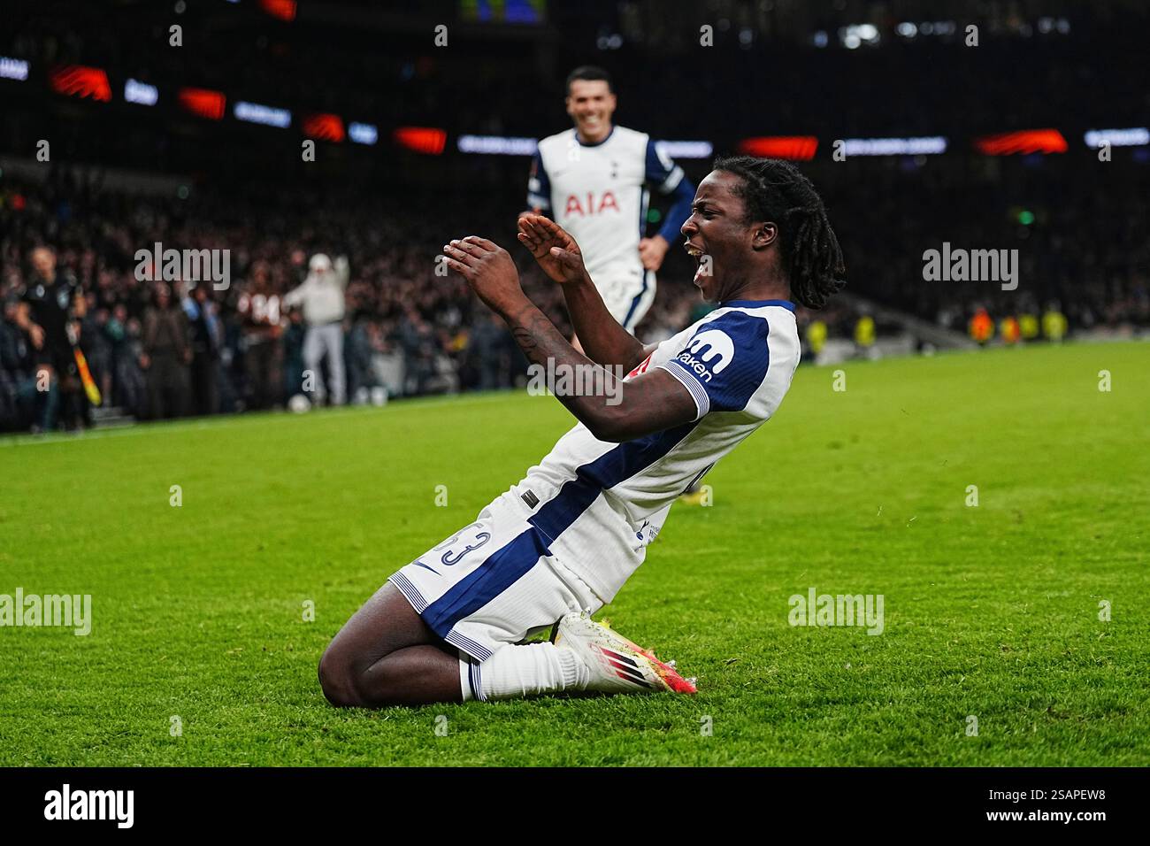 Tottenham's Oyindamola Ajayi celebrates after scoring his side's second ...