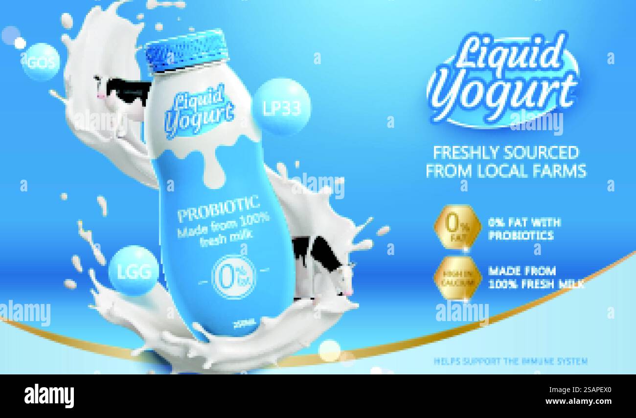 3d liquid yogurt drink ad template Stock Vector Image & Art - Alamy