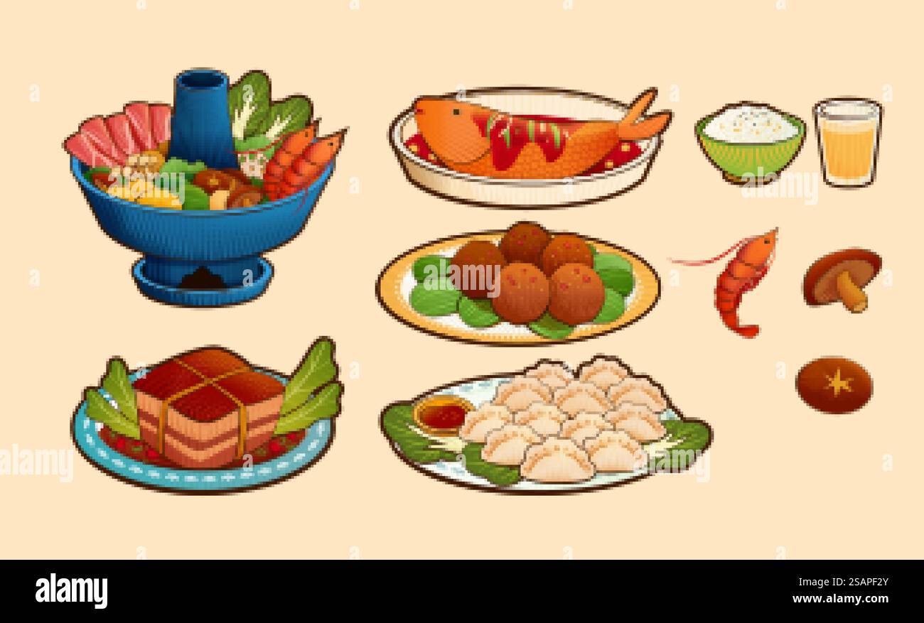 Traditional holiday dinner Stock Vector Images - Alamy