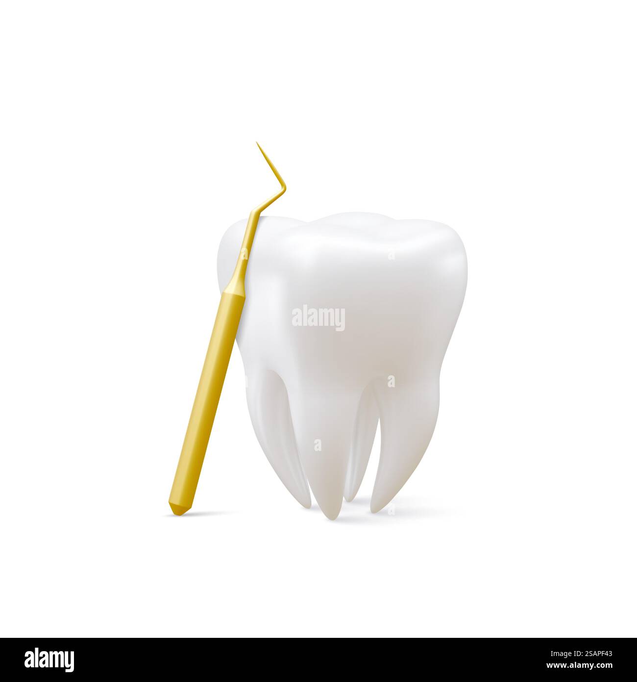 Realistic tooth and dental probe for teeth isolated on white background ...