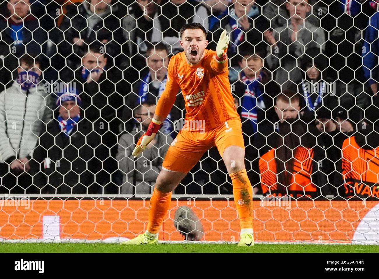 Rangers goalkeeper Jack Butland in action during the UEFA Champions ...