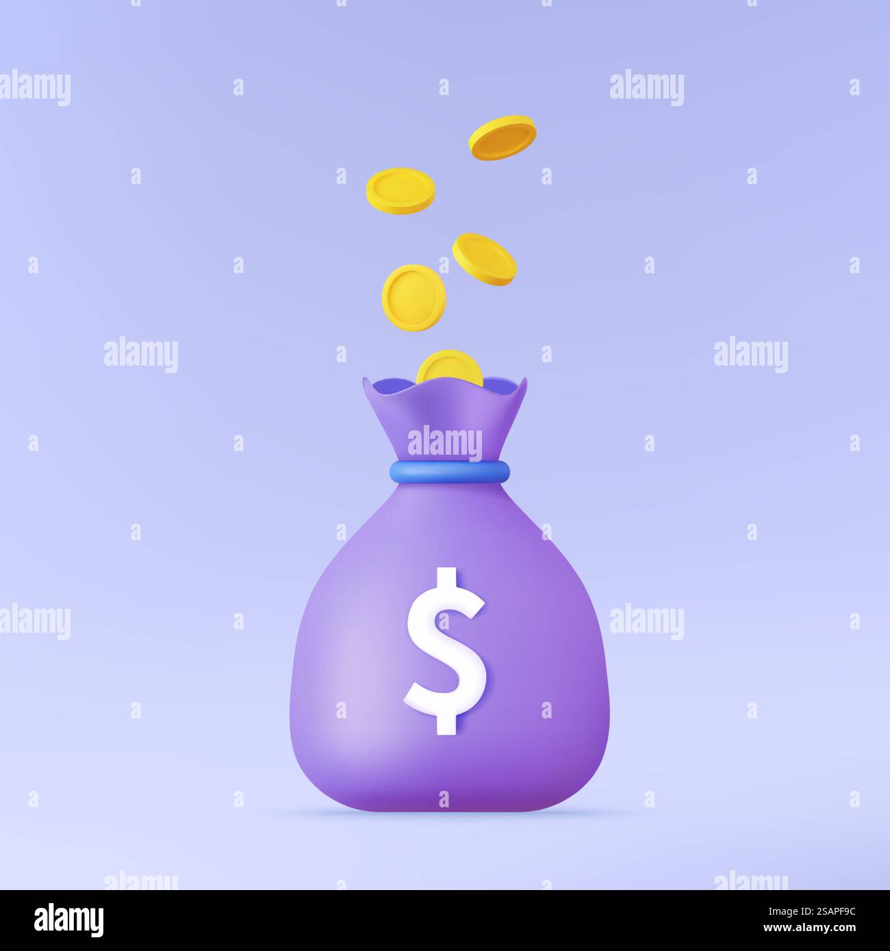 3d Coins float in bag money icon. Business investment, earn Finance ...