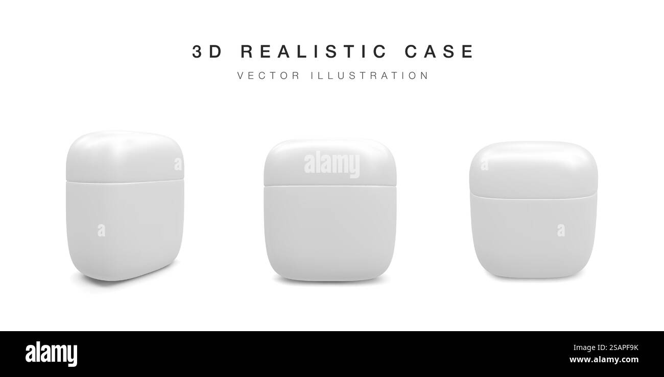 Set of realistic headphones case isolated on white background. Vector ...